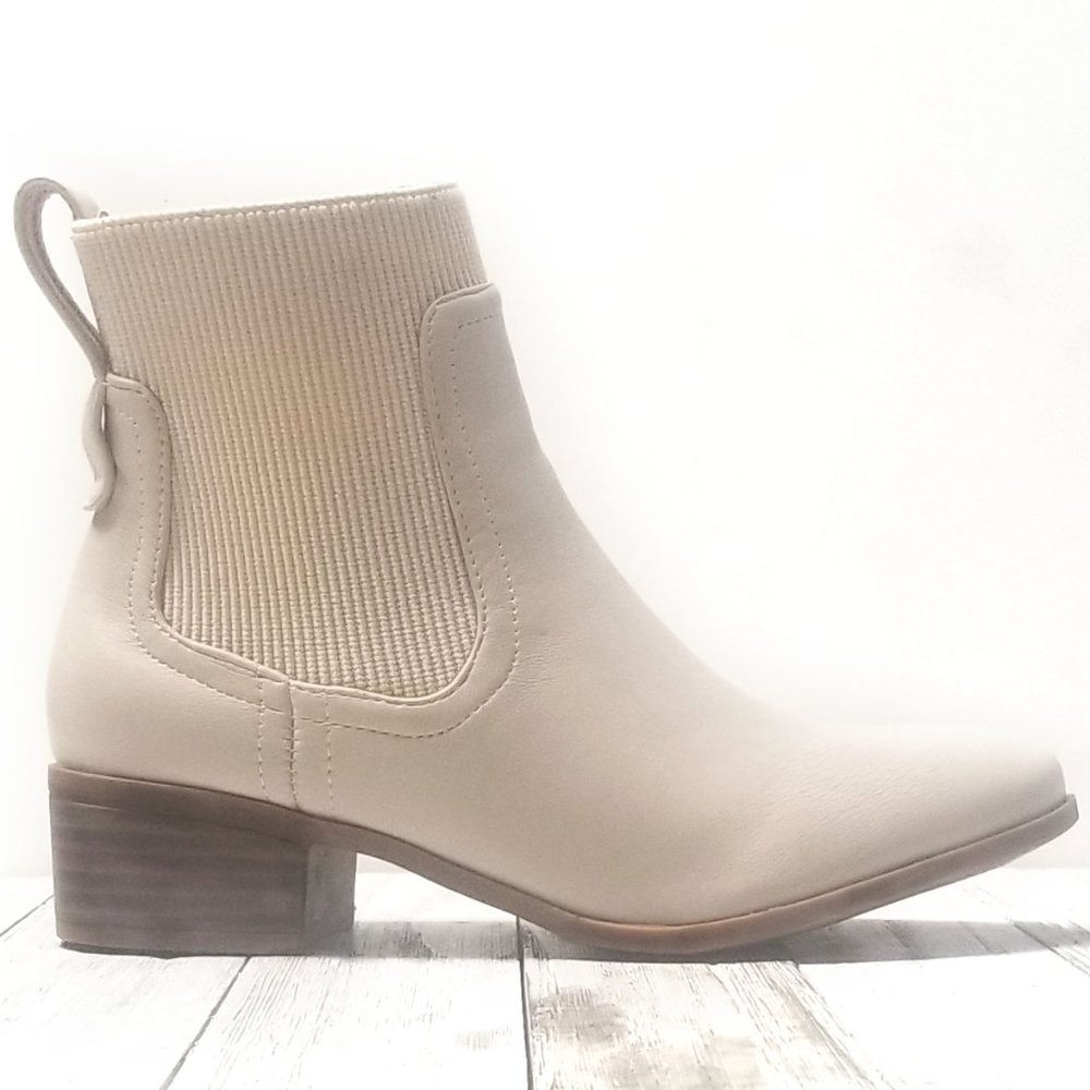 New Ivory Stretchy Chelsea Slip On Ankle Boots Booties - Gem